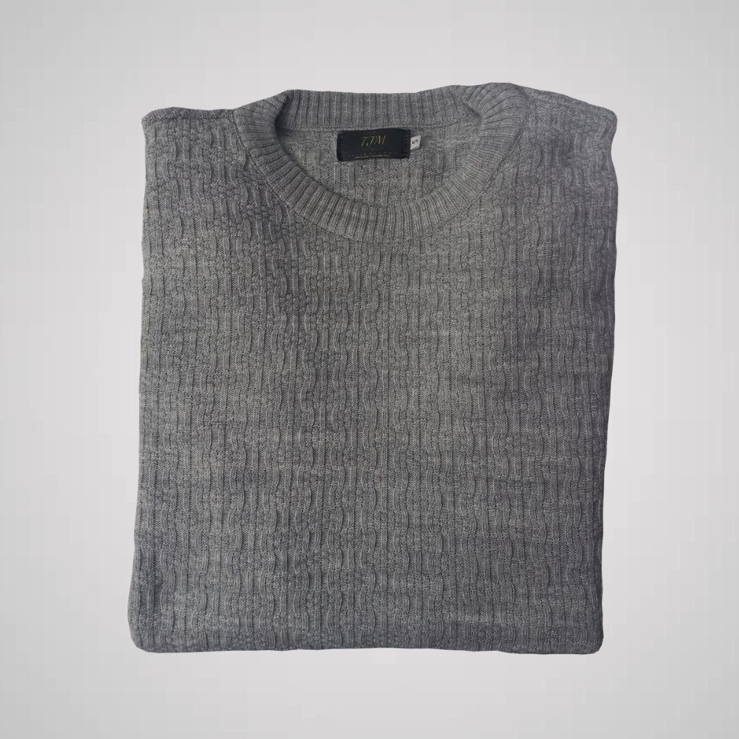 Buzo Tejido Entrelazado Gris Claro Hombre – TejidosJMMC